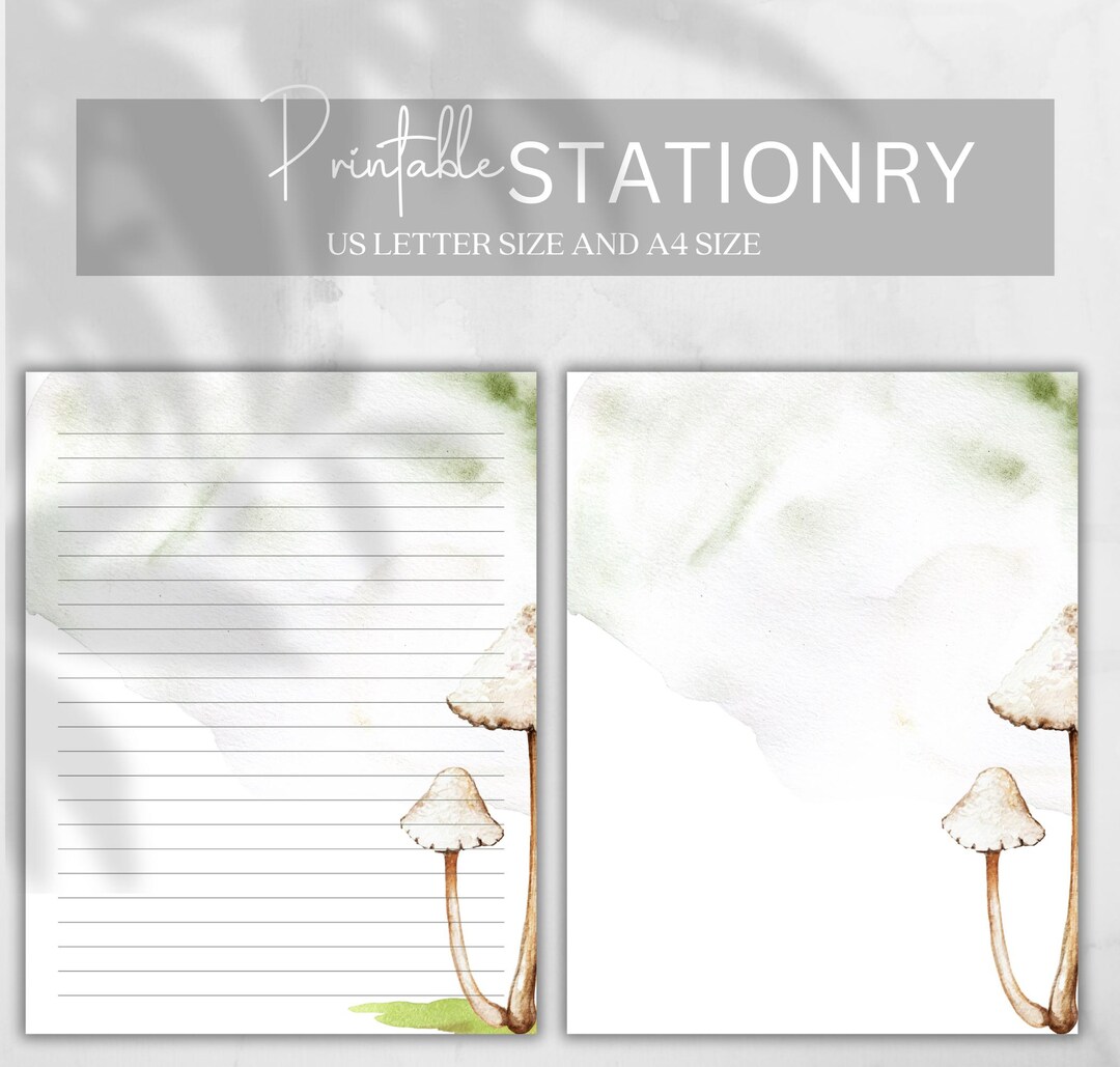 Printable Stationery, Mushroom Writing Paper, Letter Writing Paper ...