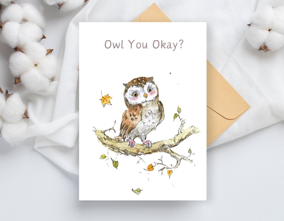 Printable Cute Owl Card, Cute Owl on a Branch, Foldable, Blank Card ...