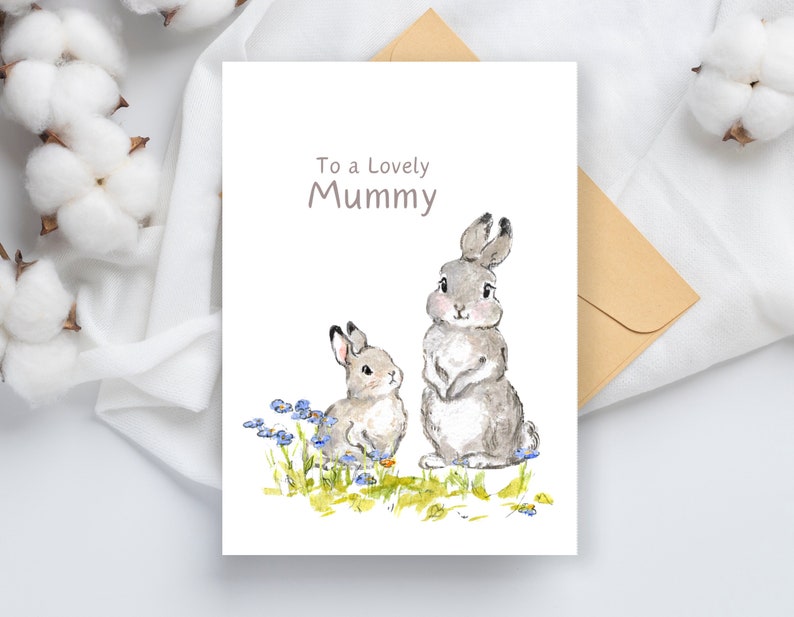 Printable Mother's Day Card, Cute Bunnies, Happy Mother's Day, Digital ...