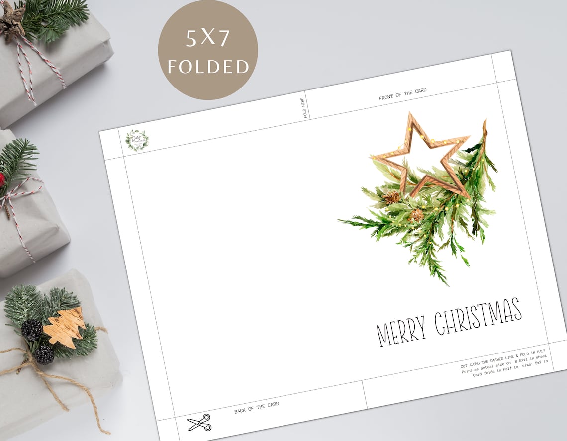 Printable Christmas Card, Cute Foldable Christmas Card, Blank Christmas ...