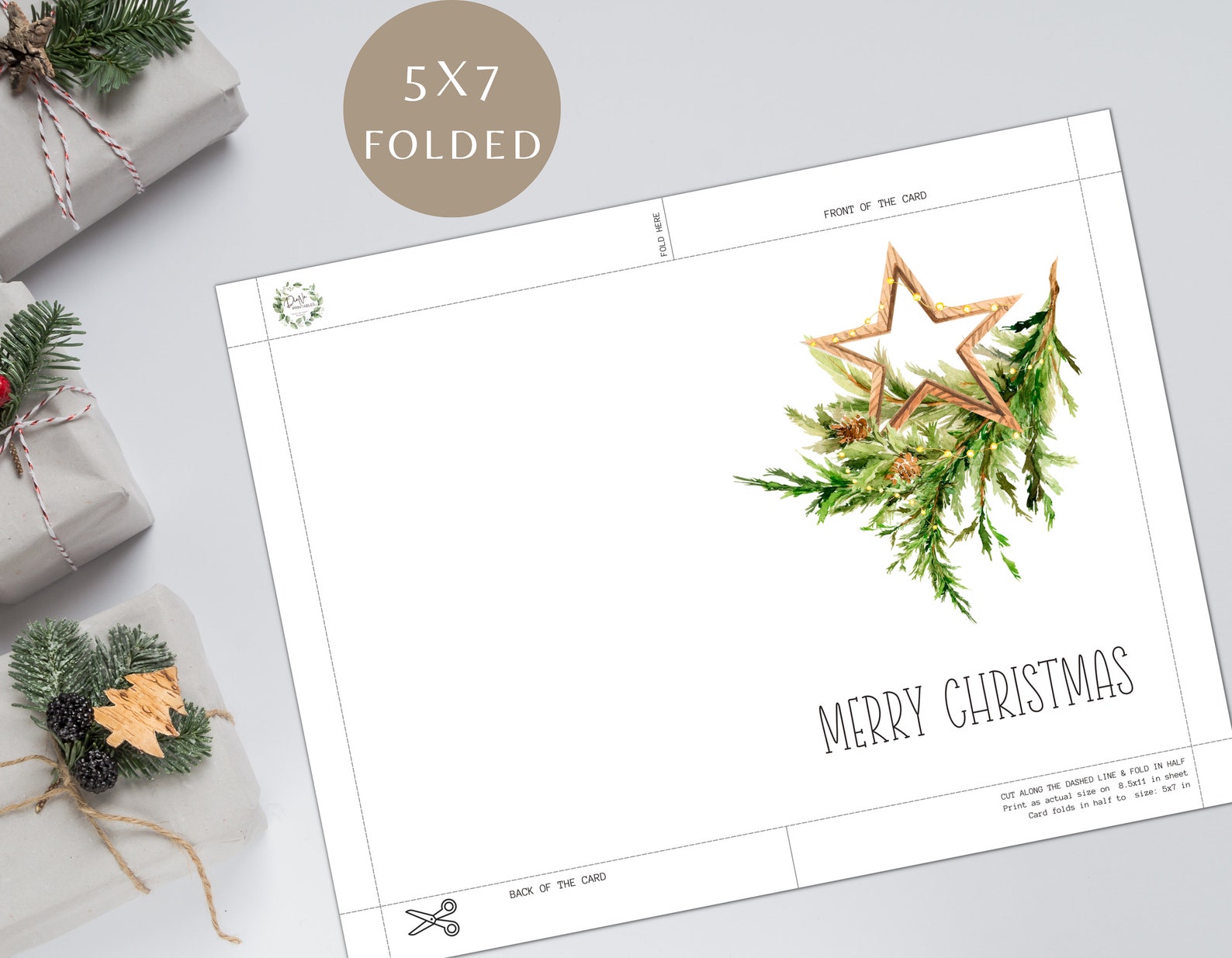 Printable Christmas Card, Cute Foldable Christmas Card, Blank Christmas ...