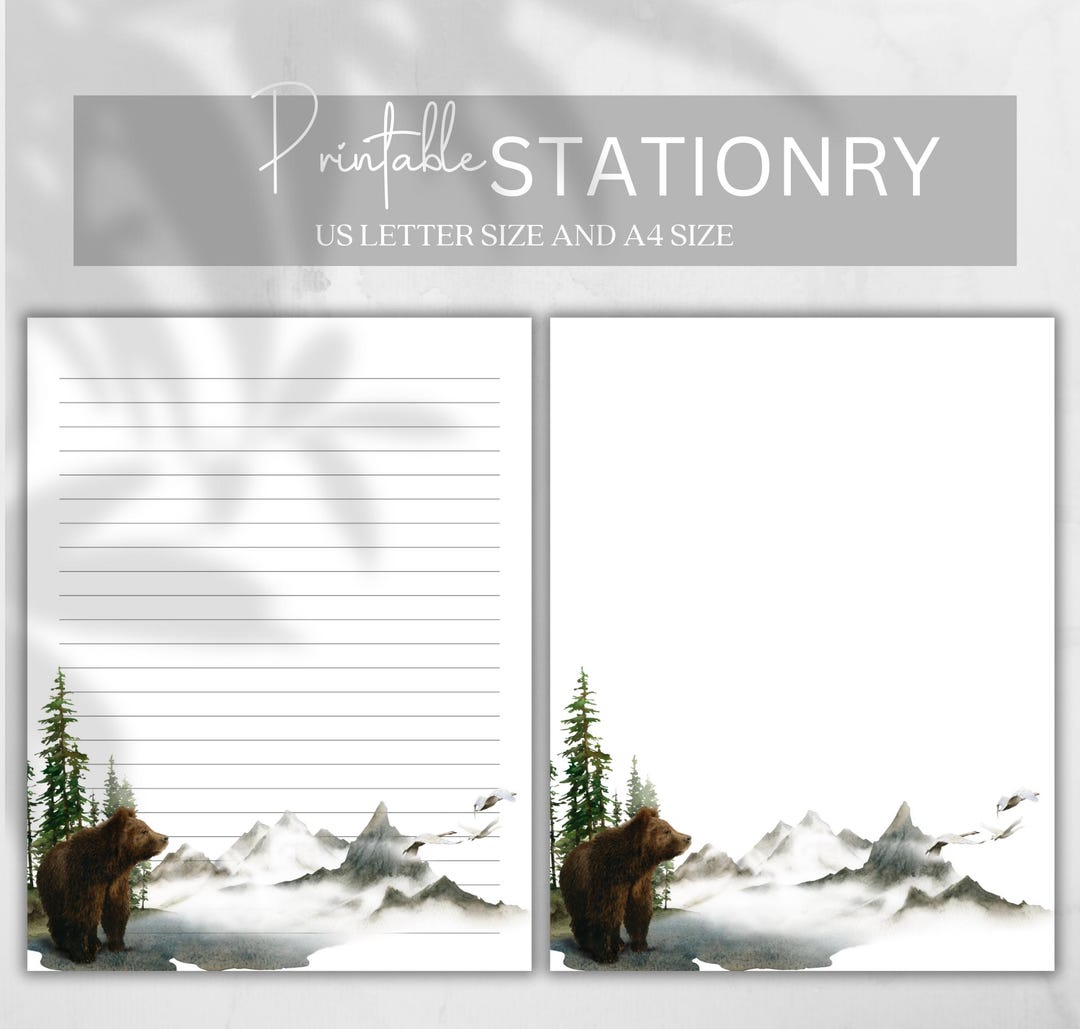 Printable Stationery, Bear Writing Paper, Printable Letter Writing ...