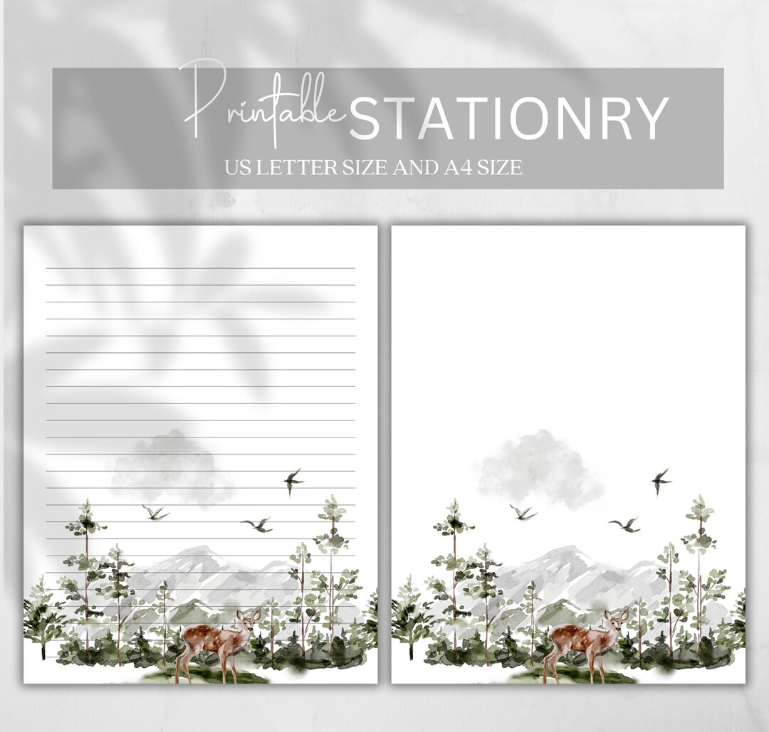 Printable Stationery, Deer Writing Paper, Printable Letter Writing ...