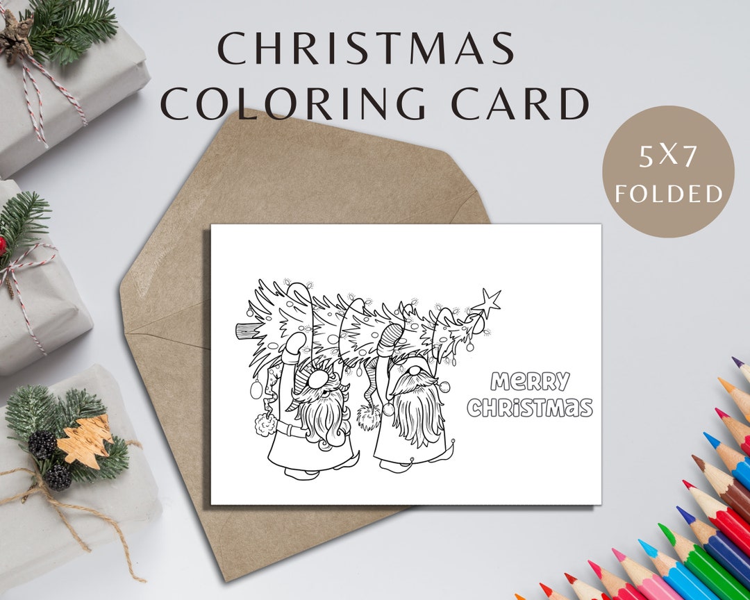 PRINTABLE Coloring Holiday Christmas Card | PDF Christmas Card | Color ...