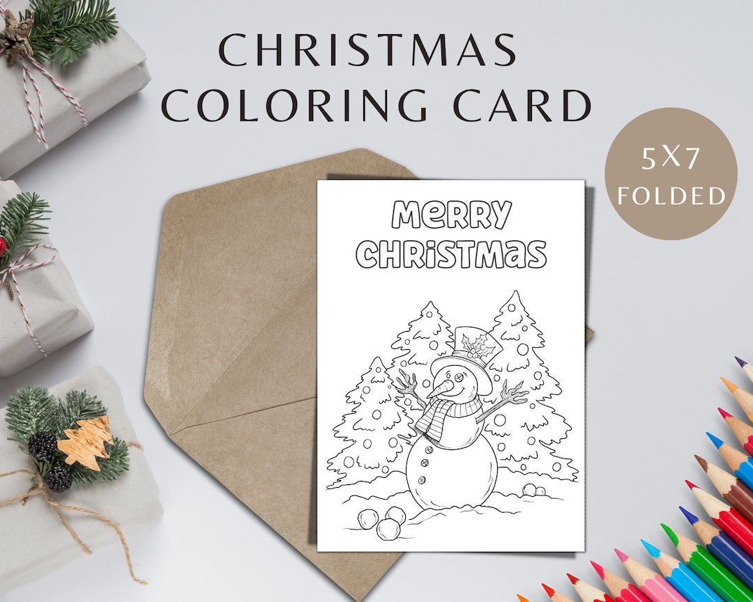 PRINTABLE Coloring Holiday Christmas Card PDF Christmas Card Color Your ...
