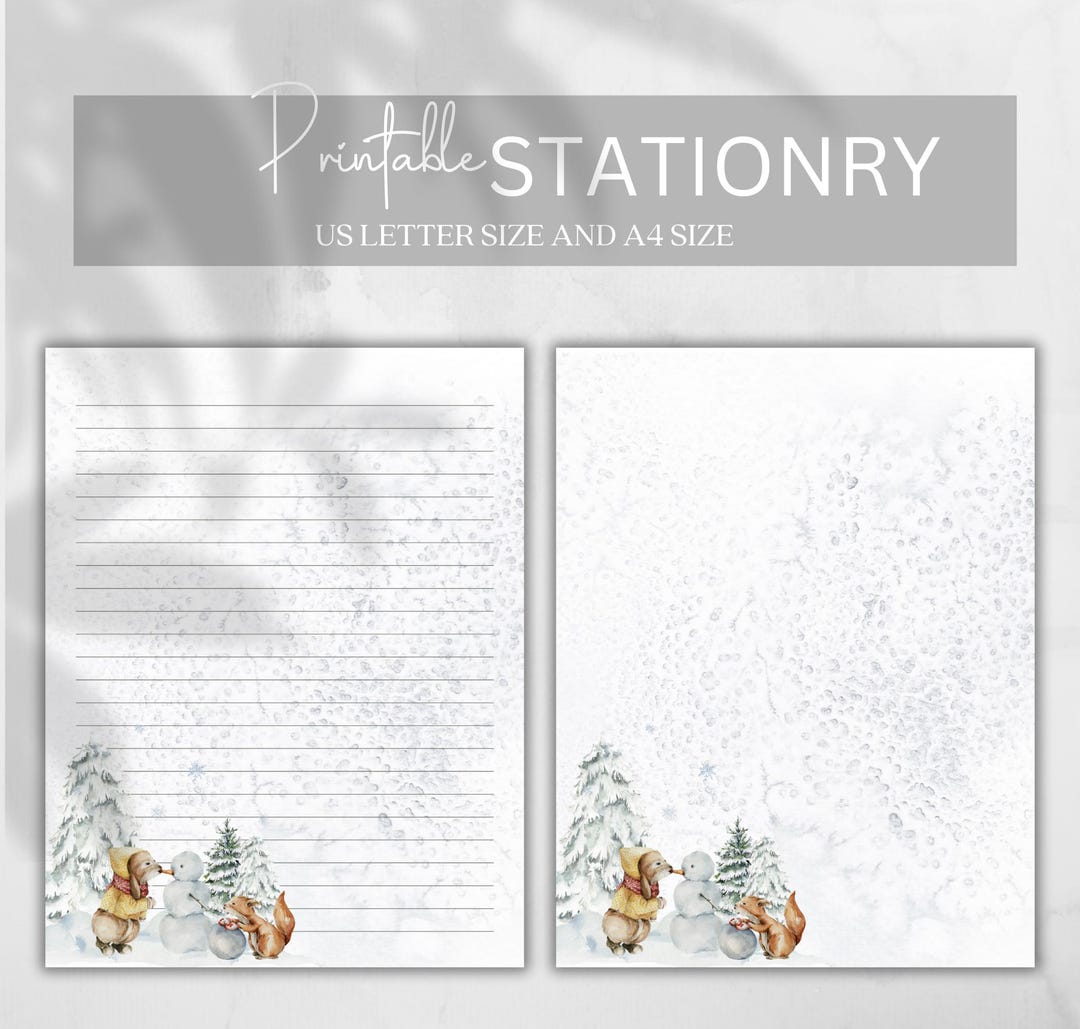 Printable Stationery, Winter Writing Paper, Printable Letter Writing ...