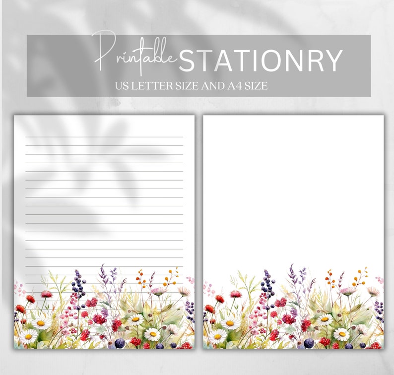 Printable Stationery, Floral Writing Paper, Printable Letter Writing ...