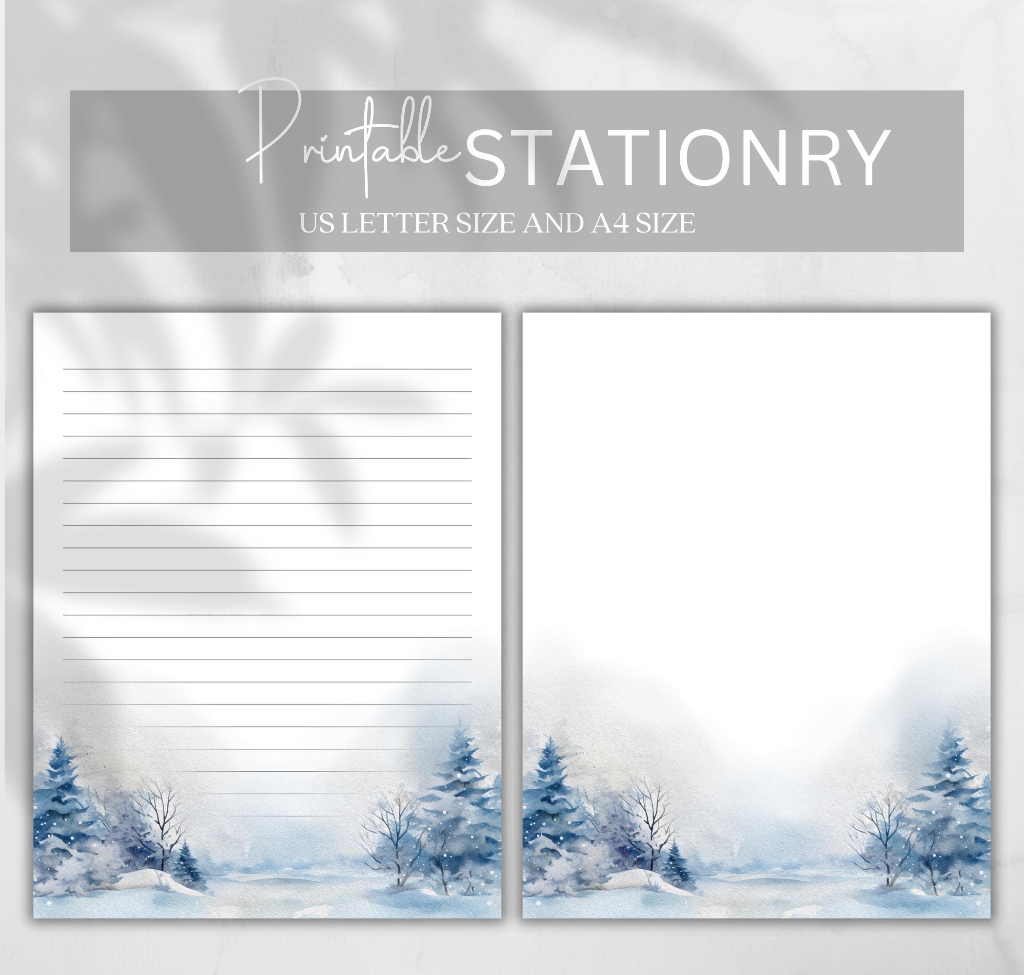 Printable Stationery, Winter Writing Paper, Printable Letter Writing ...