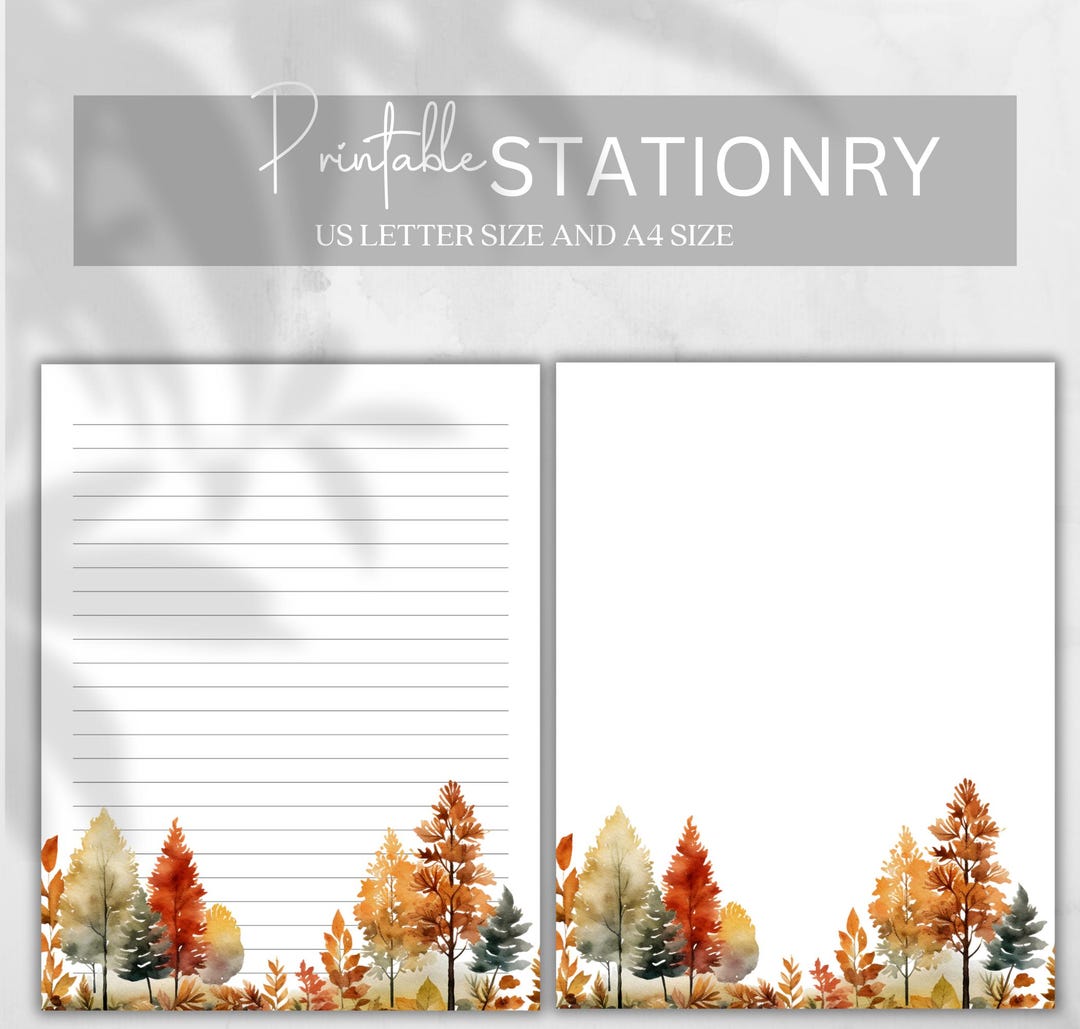 Printable Stationery, Autumn Writing Paper, Printable Letter Writing ...