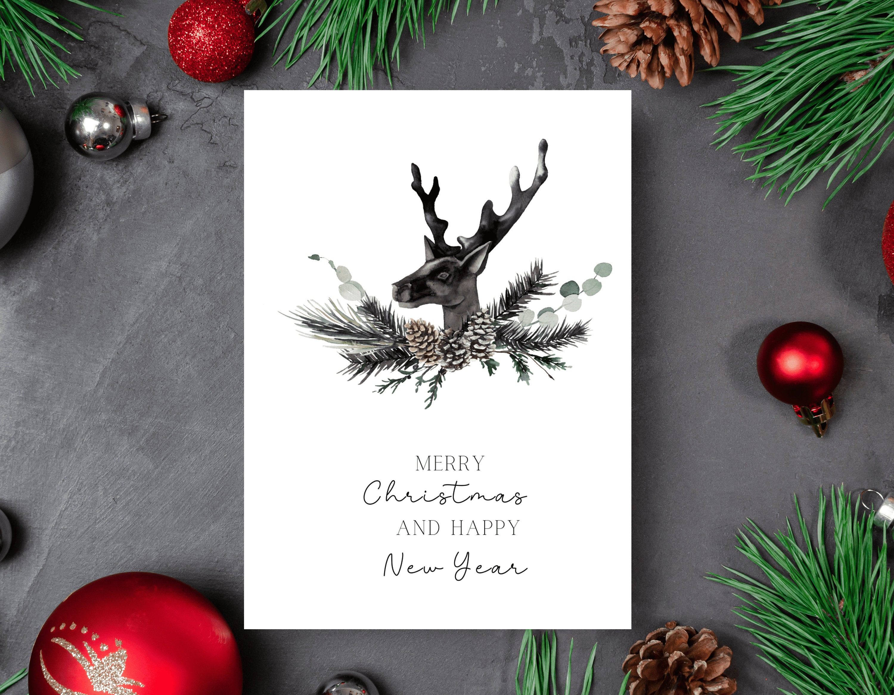 Printable Christmas Card Cute Foldable Christmas Card Blank - Etsy