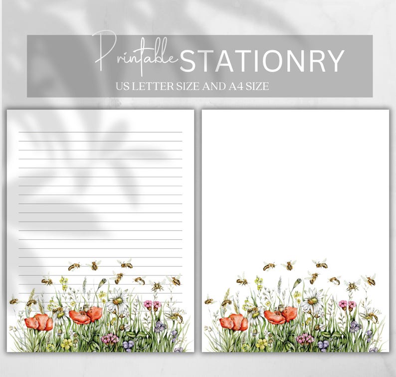Printable Stationery, Floral Writing Paper, Printable Letter Writing ...