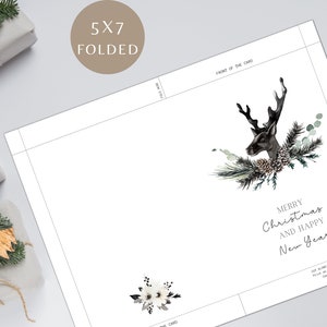Printable Christmas Card, Cute Foldable Christmas Card, Blank Christmas ...