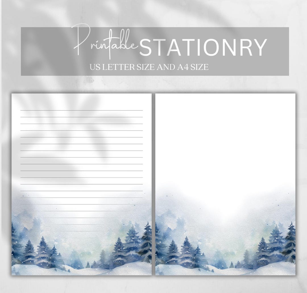Printable Stationery, Winter Writing Paper, Printable Letter Writing ...