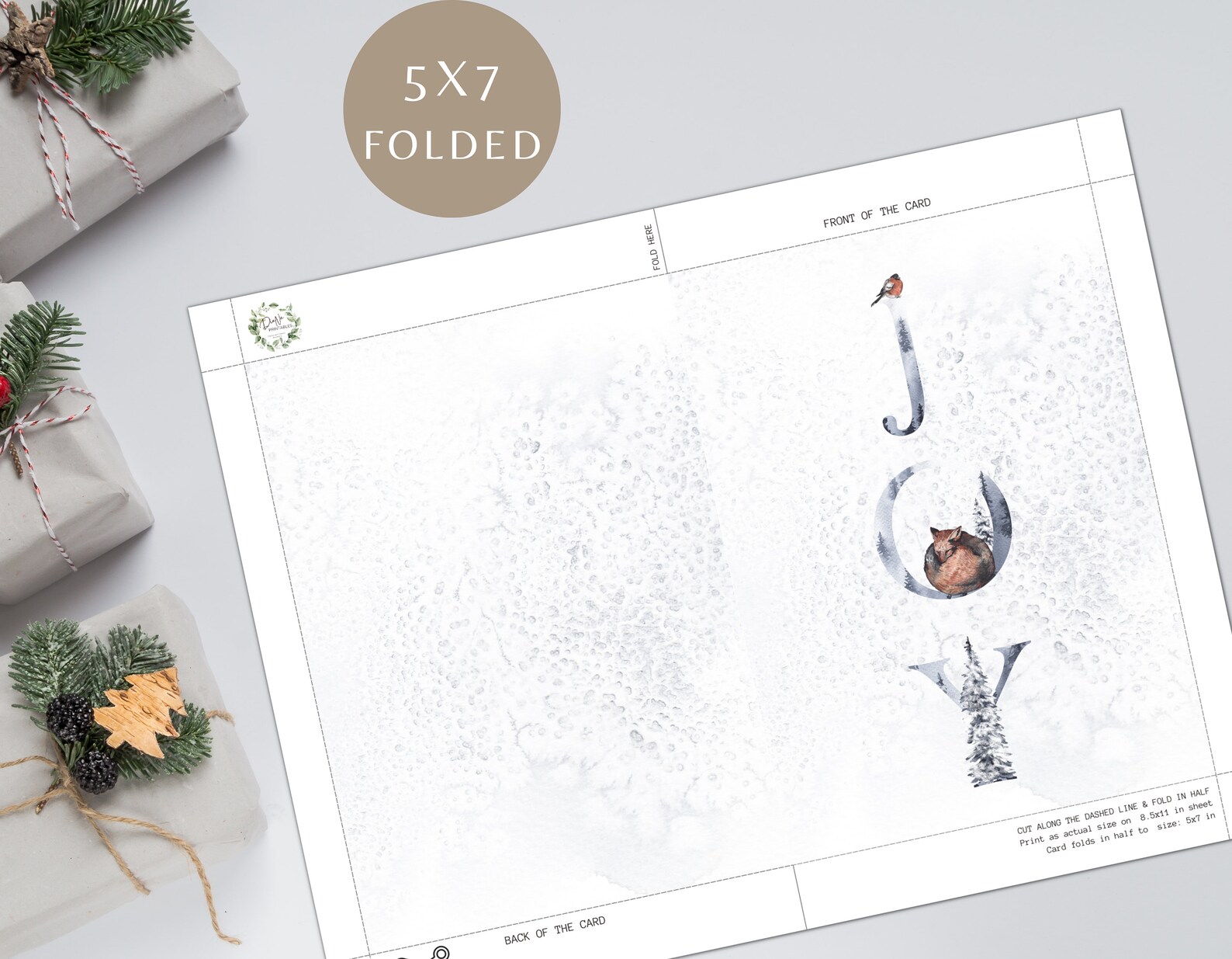 Printable Christmas Card, Cute Animals Foldable Christmas Card, Blank ...