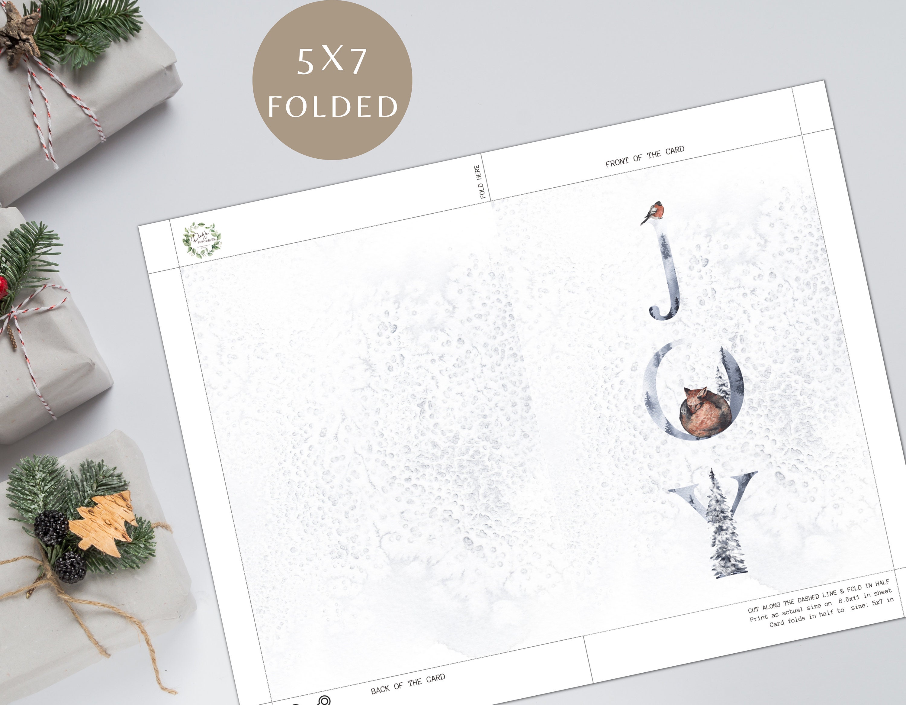 Printable Christmas Card, Cute Animals Foldable Christmas Card, Blank ...