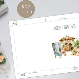 Printable Christmas Card, Cute Foldable Christmas Card, Blank Christmas ...