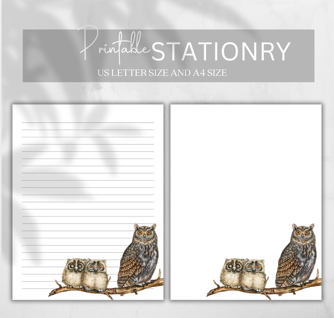 Printable Stationery, Owl Writing Paper, Printable Letter Writing Paper ...