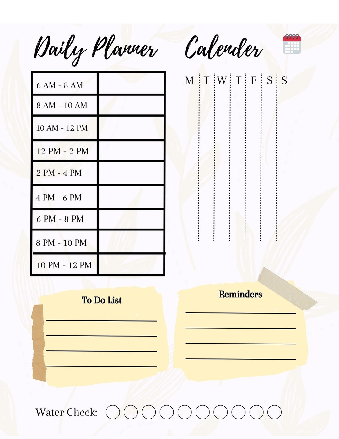 Daily Digital Planner, Printable, Daily to Do List, Calendar, Reminders ...