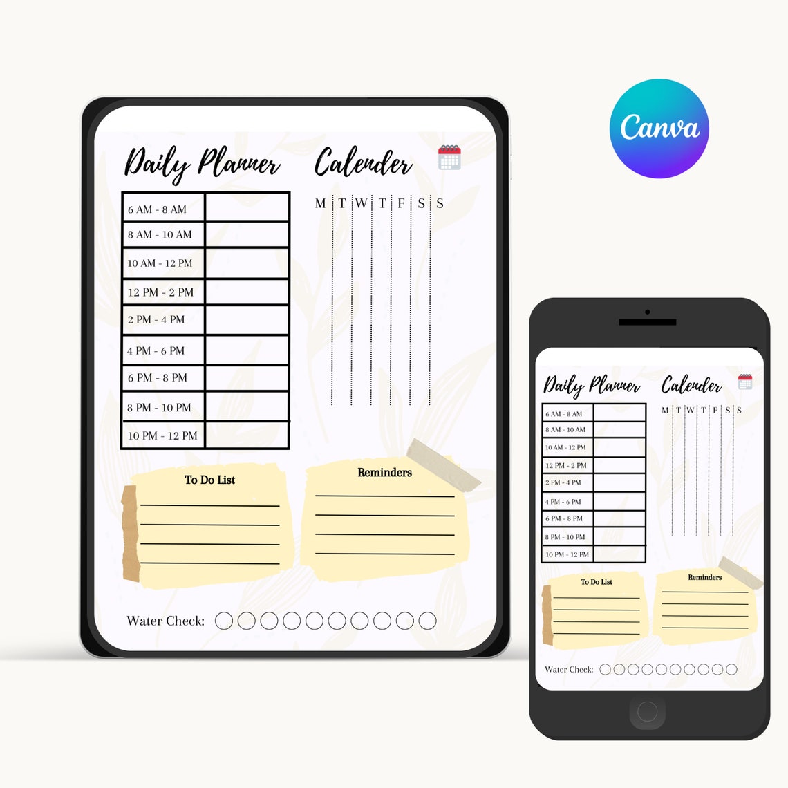 Daily Digital Planner, Printable, Daily to Do List, Calendar, Reminders ...