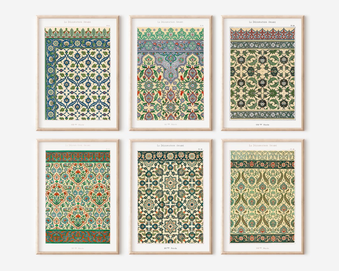 Islamic Pattern Gallery Wall Set, Vintage Pattern Wall Art, Arabic Art ...