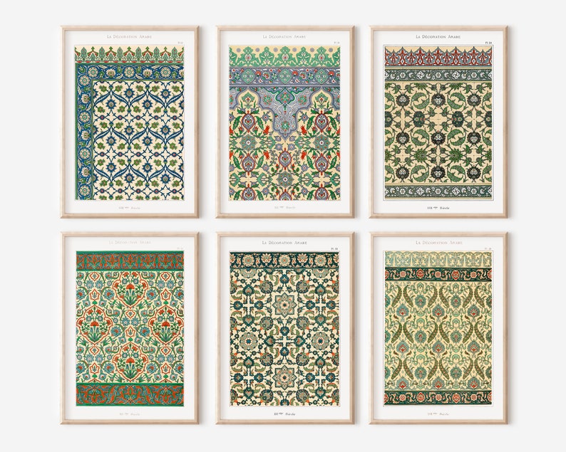 Islamic Pattern Gallery Wall Set, Vintage Pattern Wall Art, Arabic Art ...
