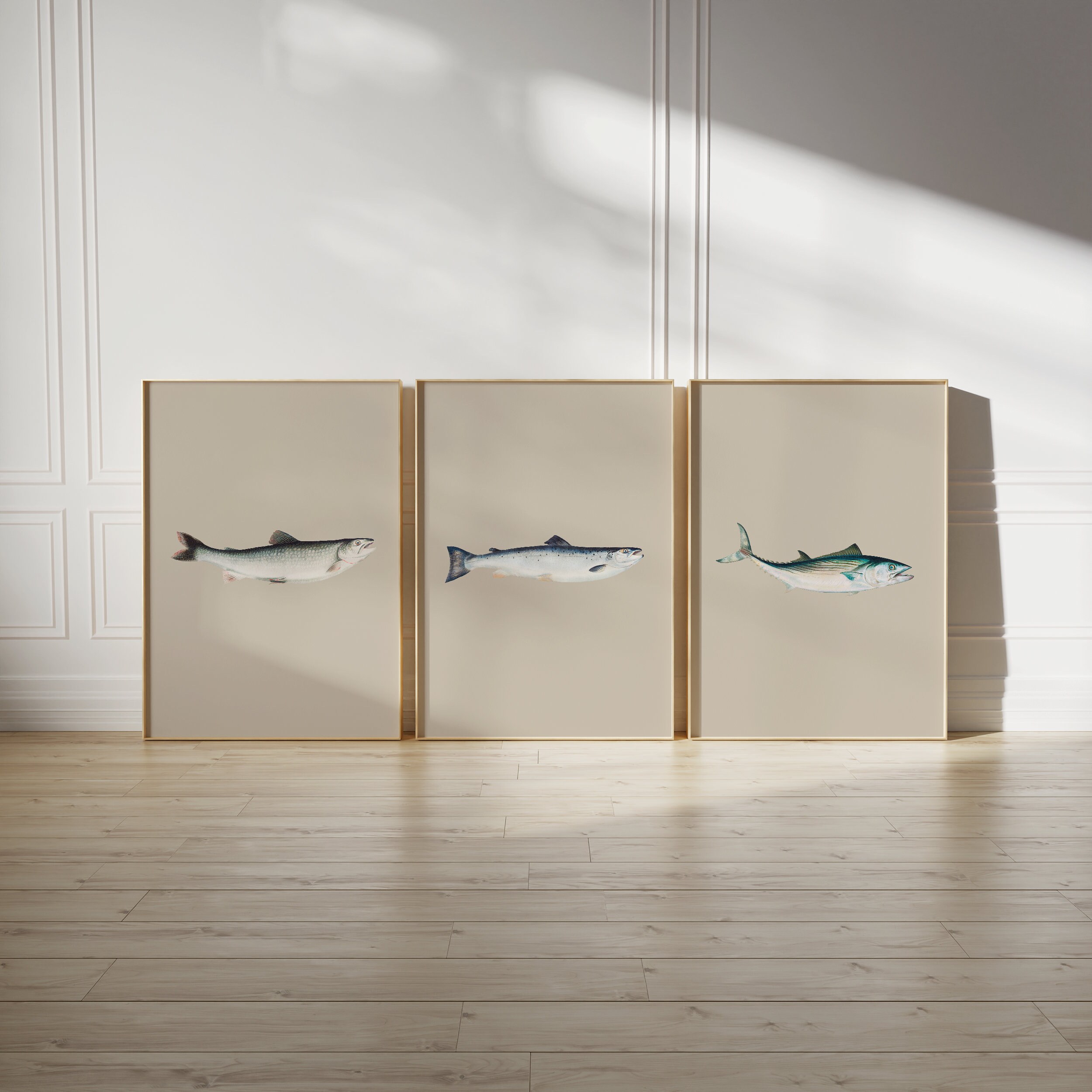 Neutral Fishing Prints Set 6 Fish Prints Fishing Print Set - Etsy