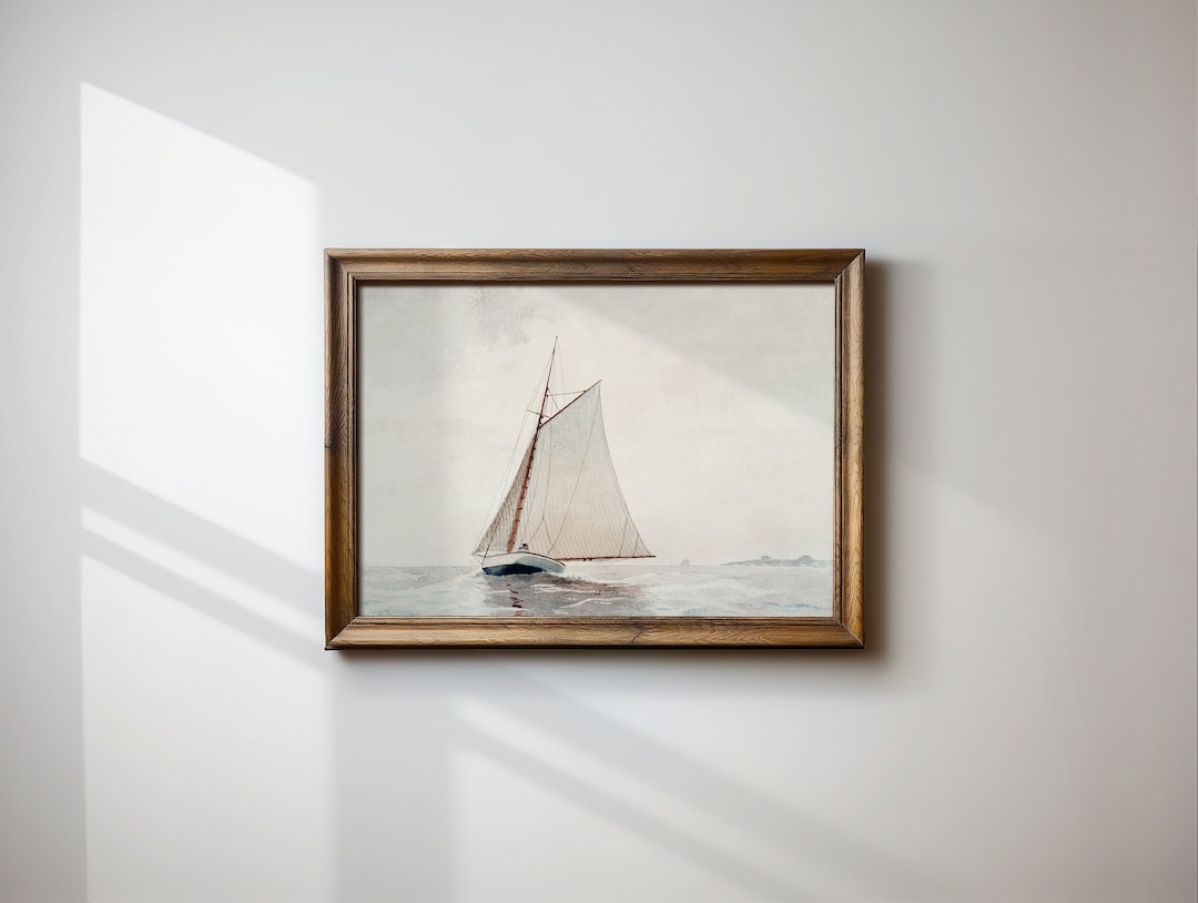 Sailboat Watercolor Painting Printable, Antique Sailing Print, Muted ...