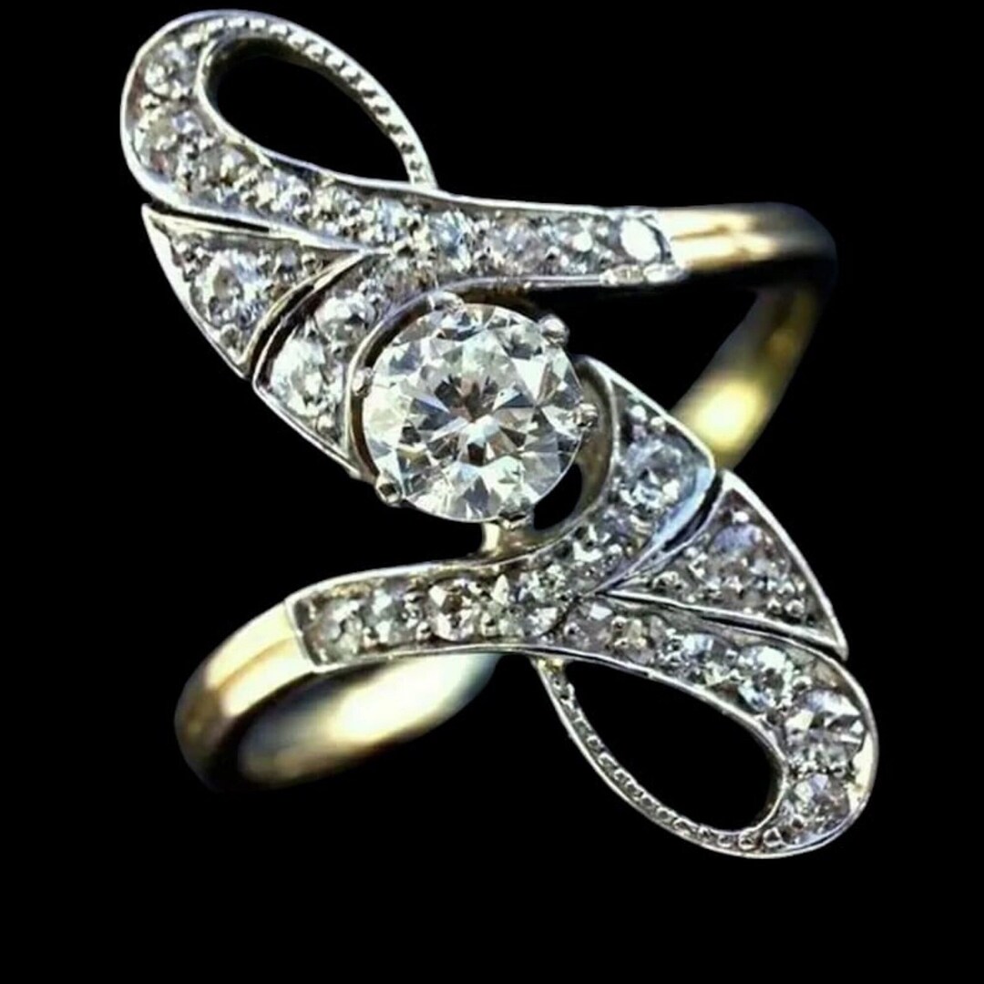 Cira 1880-90 Art Deco Bypass Style Twisted Diamond Ring, Bypass Shank ...