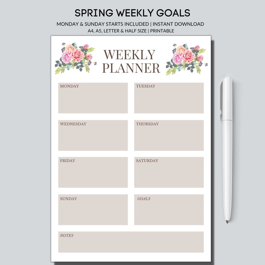 Week at A Glance Routine Tracker Weekly Agenda Undated - Etsy