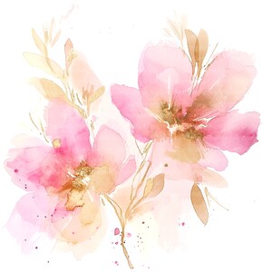 9 Abstract Flowers Clipart, Pink Gold Flower, Flowers Print, Printable ...