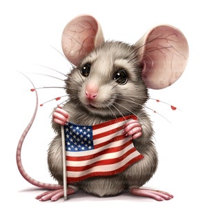 10 Mouse With USA Flag, USA Flag Clipart, Printable Watercolor Clipart ...