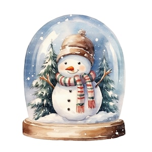 12 Snowman Christmas Snow Globe Clipart, Christmas Snowglobe, Christmas ...