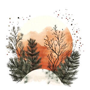 8 Christmas Boho Card, Christmas Decor, Printable Watercolor Clipart ...