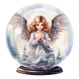 10 Angel Christmas Snow Globe Clipart, Christmas Snowglobe, Christmas ...