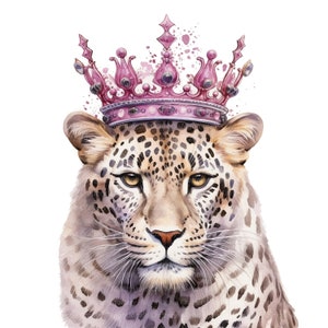 12 Leopard Queen Clipart, Leopard King, Crown, Printable Watercolor ...