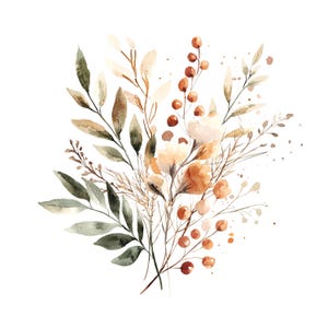 11 Christmas Decor, Boho Christmas Card, Printable Watercolor Clipart ...