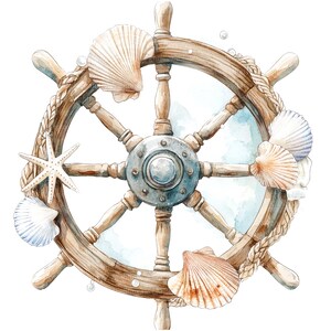 8 Nautical Wheel Clipart, Ship Wheel Clipart, Digital Clipart ...