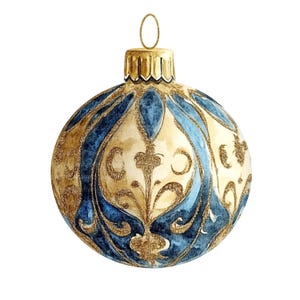 9 Christmas Bauble Clipart, Blue Golden Bauble, Printable Watercolor ...