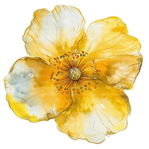 10 Abstract Flowers Clipart, Yellow Flower, Flowers Print, Printable ...