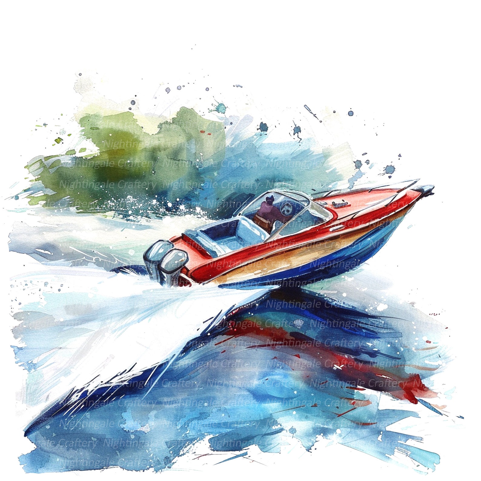 12 Speed Boat Clipart Set 2, Motor Boat Clipart, Printable Watercolor ...