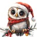 9 Christmas Owl Clipart Set 2, Christmas Card, Printable Watercolor ...