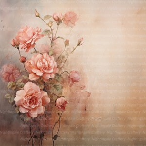 18 Vintage Roses Background Papers, 12 X 12 Digital Paper Pack, Junk ...