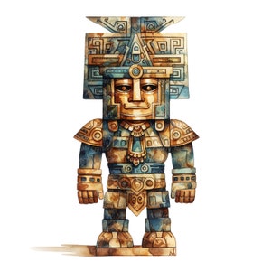 10 Gold Figure of Inca Clipart, Inca Figure, Printable Watercolor ...