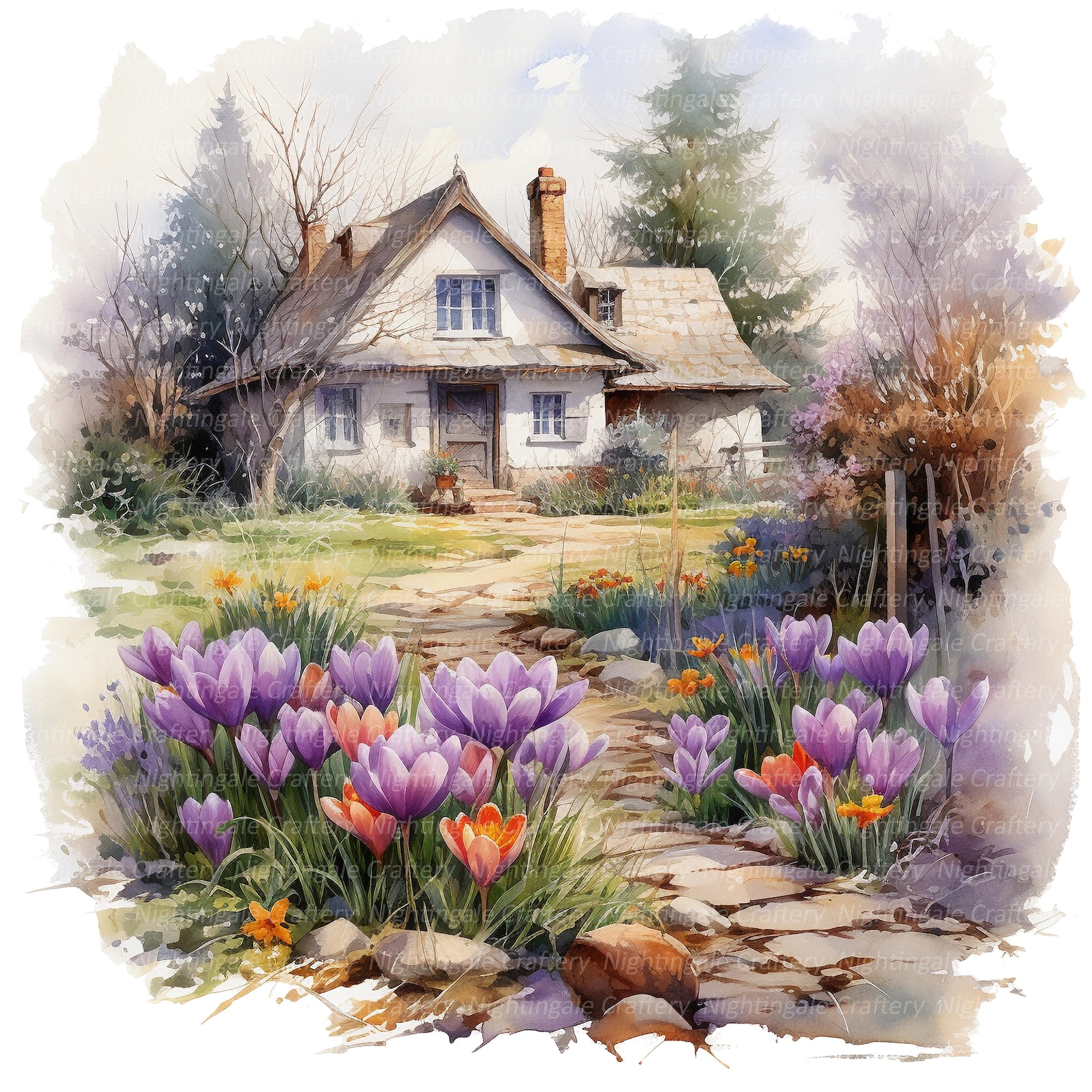 16 Floral Garden Set 2 Clipart, Garden Flowers, Printable Watercolor ...