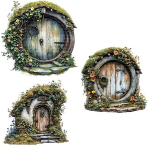 14 Fairy House Doors Clipart, Fairy Doors, Printable Watercolor Clipart ...