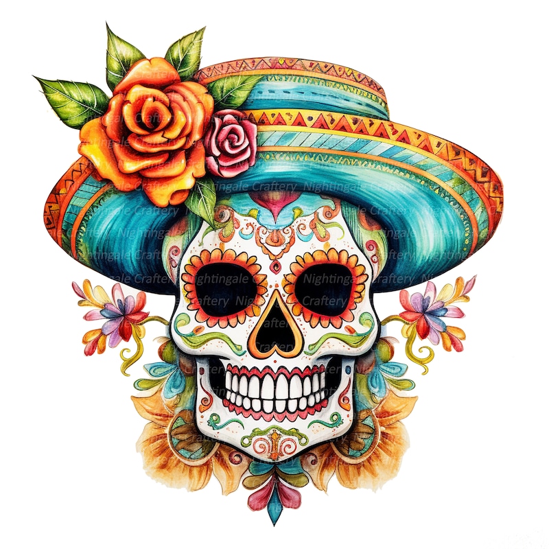 Sugar Skull Clipart - Etsy