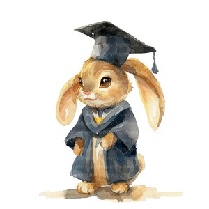 13 Graduation Bunny Clipart, Rabbit Clipart, Printable Watercolor ...