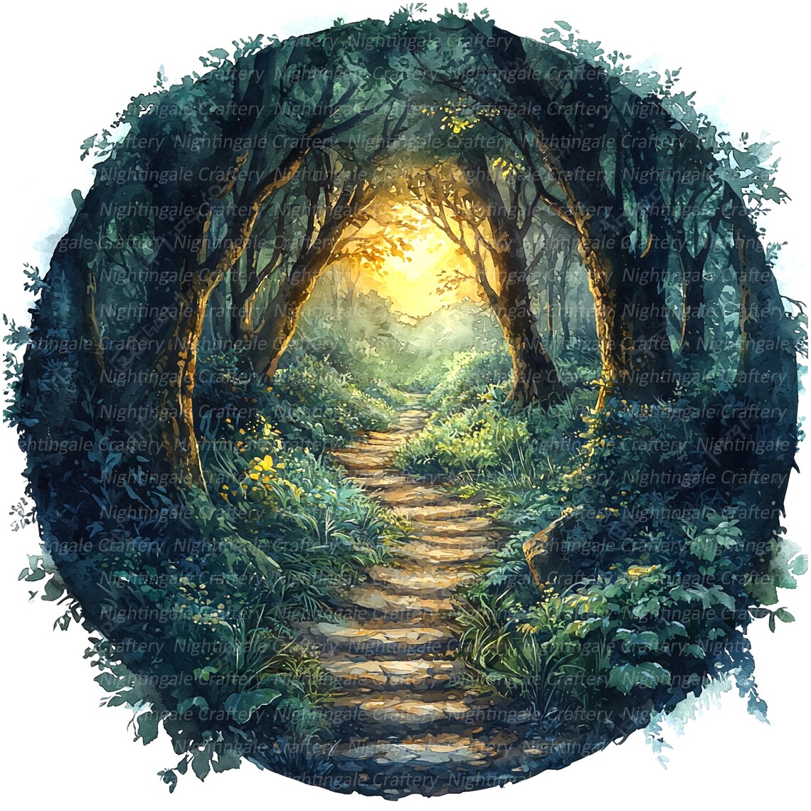 10 Enchanted Trail Clipart, Magic Forest, Printable Watercolor Clipart ...