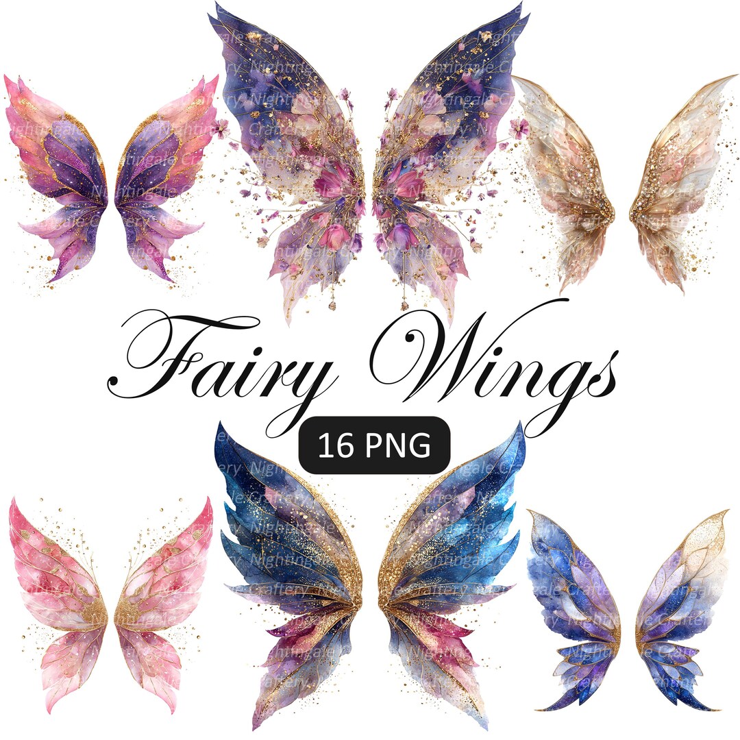 16 PNG Fairy Wings Clipart, Angel Wings Clipart, Digital Clipart ...