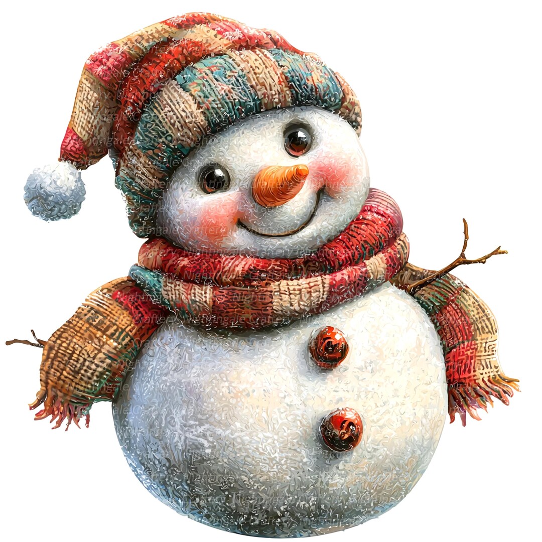 10 Snowman Clipart, Hyperrealistic, Christmas Card Clipart, Printable ...